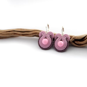 Light Pink Soutache Earrings, Soft Pink Earrings , Blush Pink Jewelry ...
