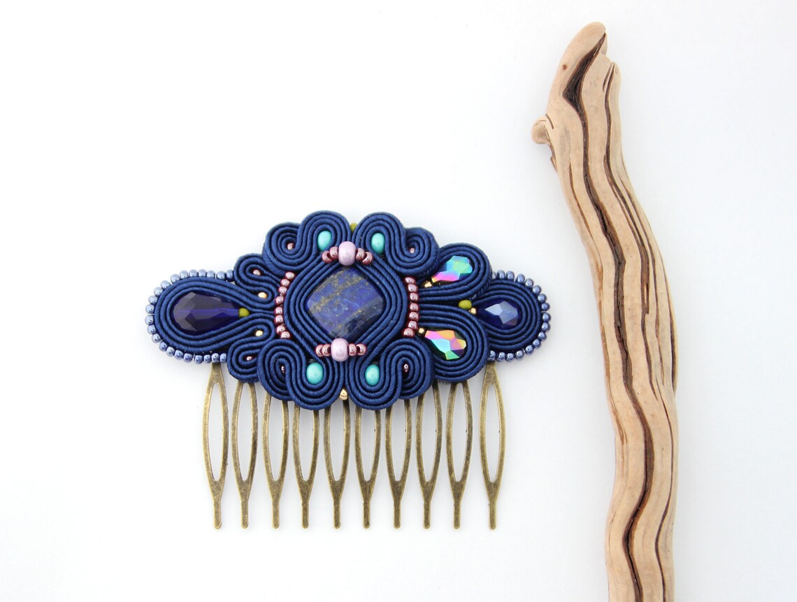 Dark Blue Hair Comb Hair Fascinator Decorative Comb - Etsy