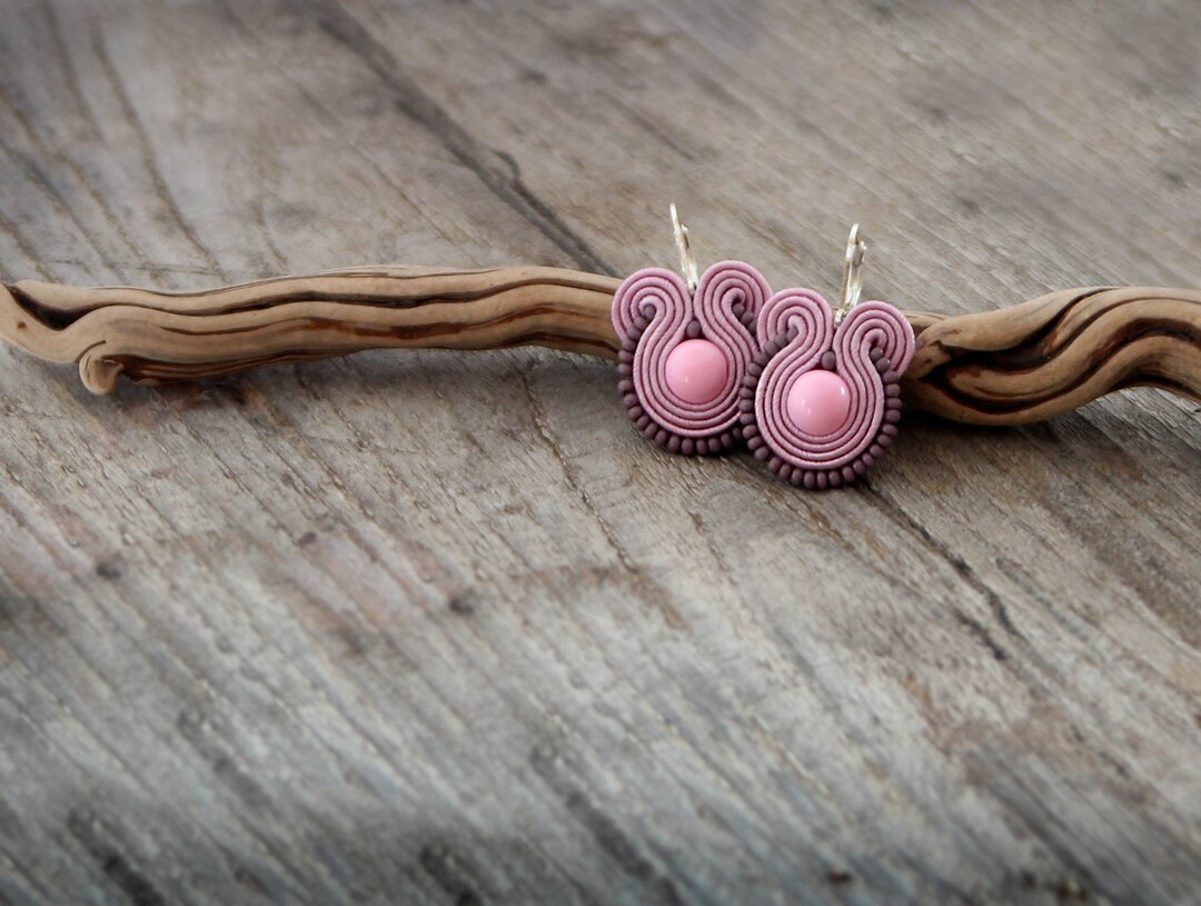 Light Pink Soutache Earrings, Soft Pink Earrings , Blush Pink Jewelry ...
