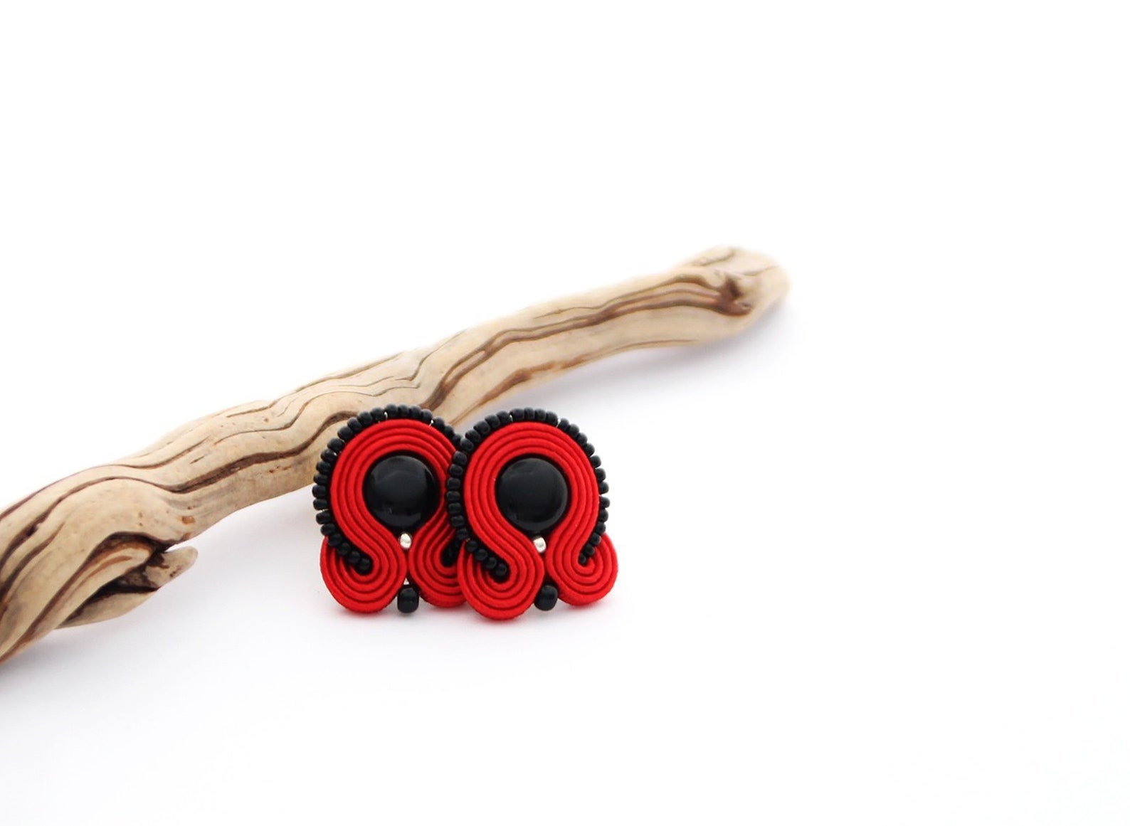 Red Clip on Earrings Black and Red Clip On - Etsy