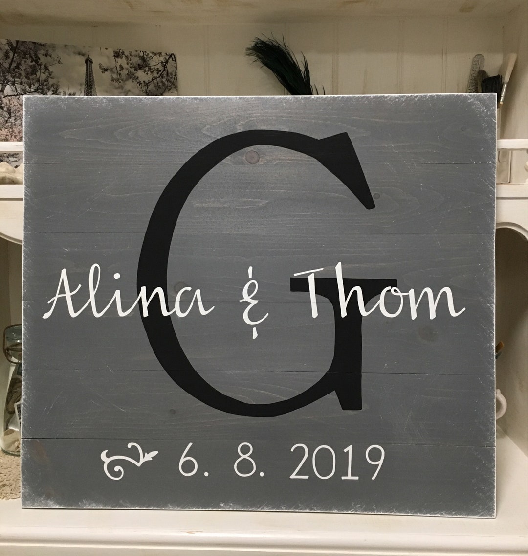 Wedding Sign, Name Monogram Wedding Sign, Initial Names and Date ...