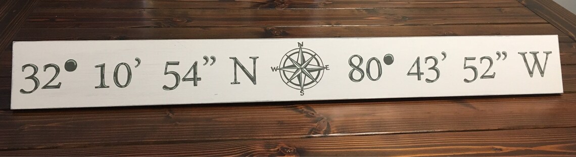 Latitude and Longitude Wood Sign Nautical Coordinates Wood | Etsy