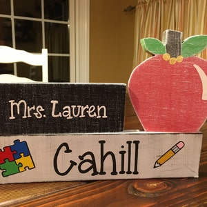 Personalized Teacher Gift SEPARATE BLOCKS, Teacher Desk Name Plate ...
