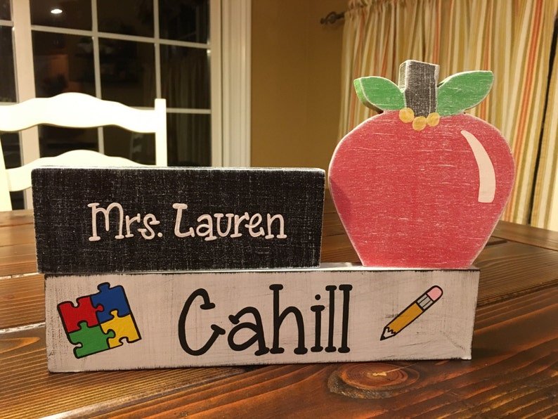 Personalized Teacher T Separate Blocks Teacher Desk Name Etsy