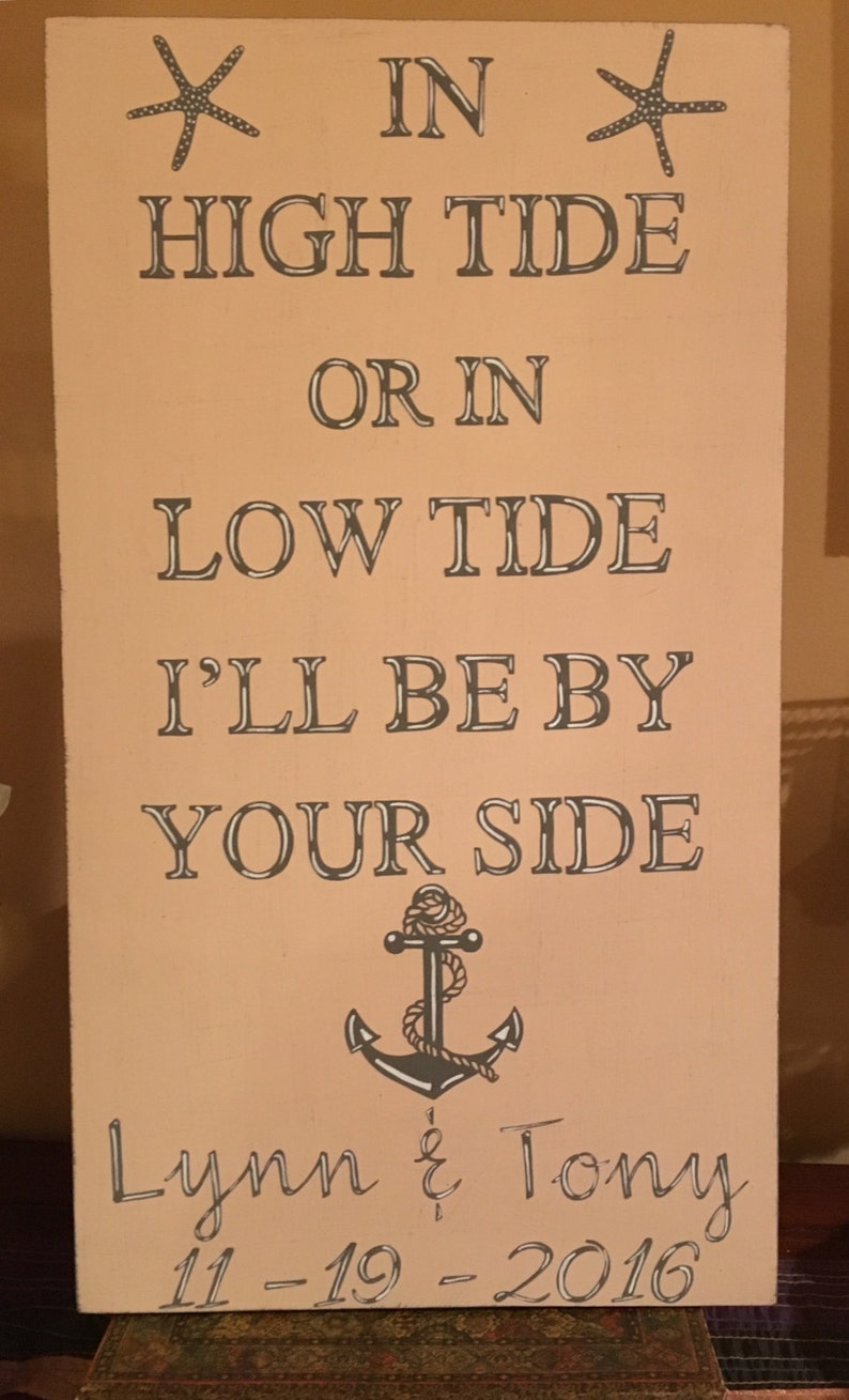 In High Tide or in Low Tide Wood Sign Personalized Coastal - Etsy