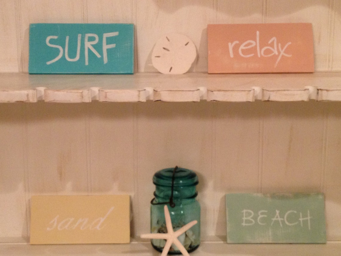 Beach Surf Sand Relax Signs Beach Signs on Pine Wood - Etsy