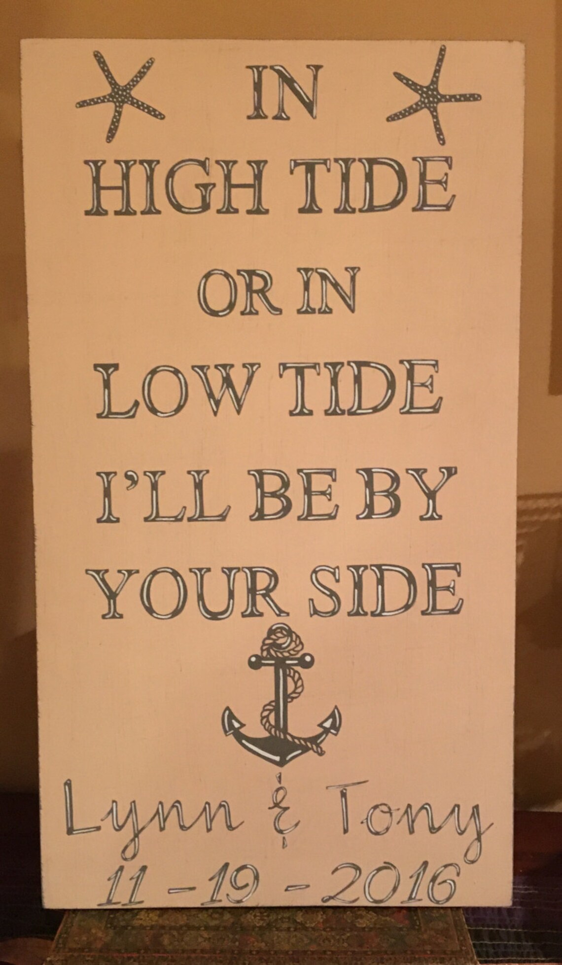 In High Tide or in Low Tide Wood Sign Personalized Coastal - Etsy