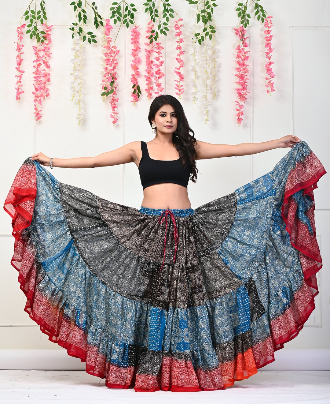 25 Yard Belly Dance Patch Work Johdha Mharani Skirts/ Gypsy Skirt/ Jaipur Skirt/ ATS Skirt ...