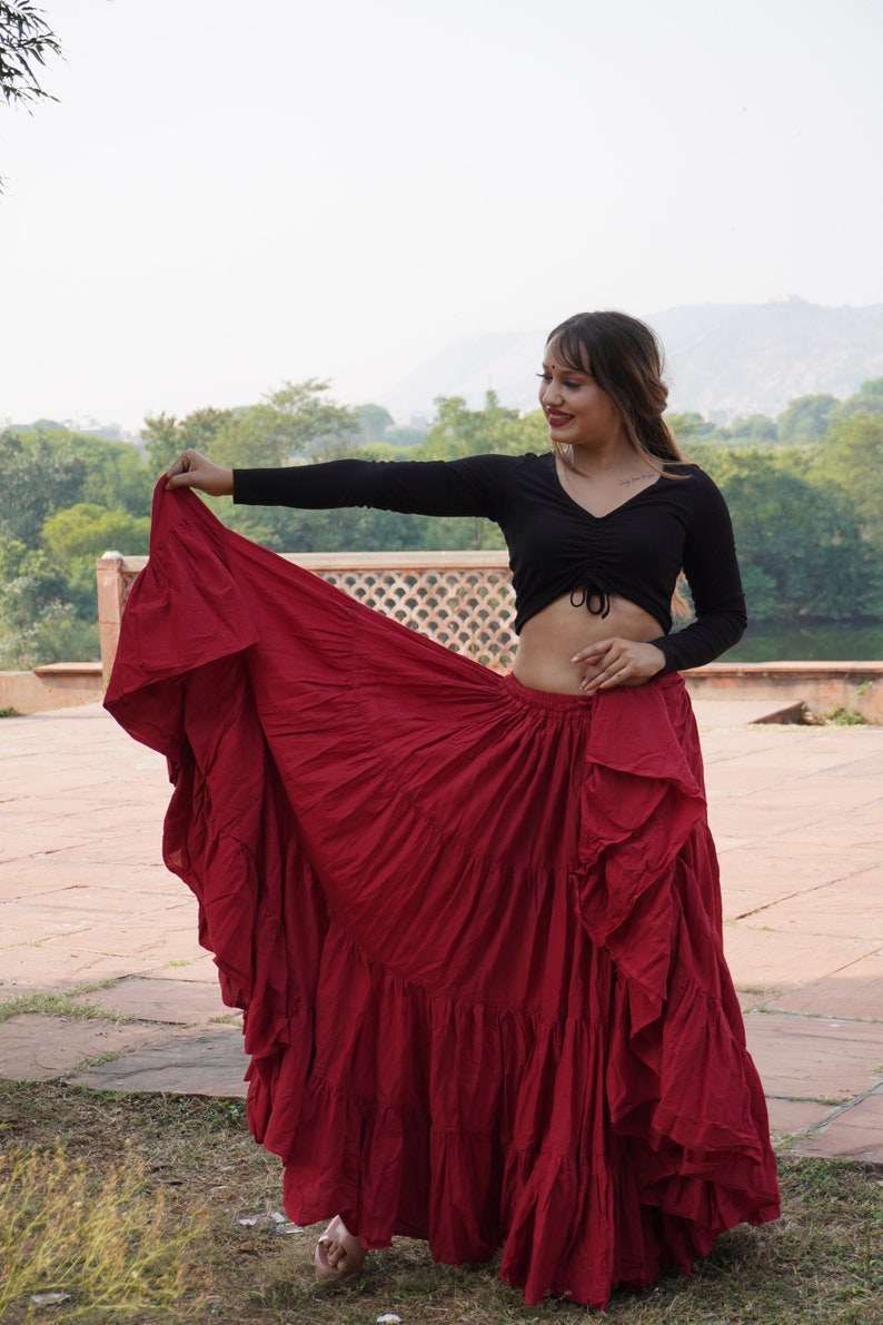 Maroon Cotton 25-yard Belly Dance Skirt“boho Skirt” - Etsy UK