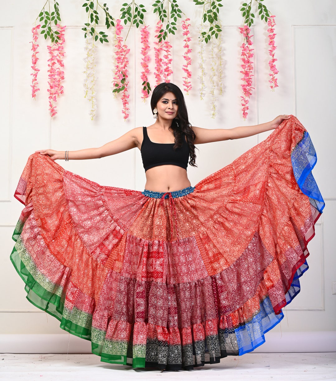 25 Yard Belly Dance Patch Work Johdha Mharani Skirts Gypsy Skirt