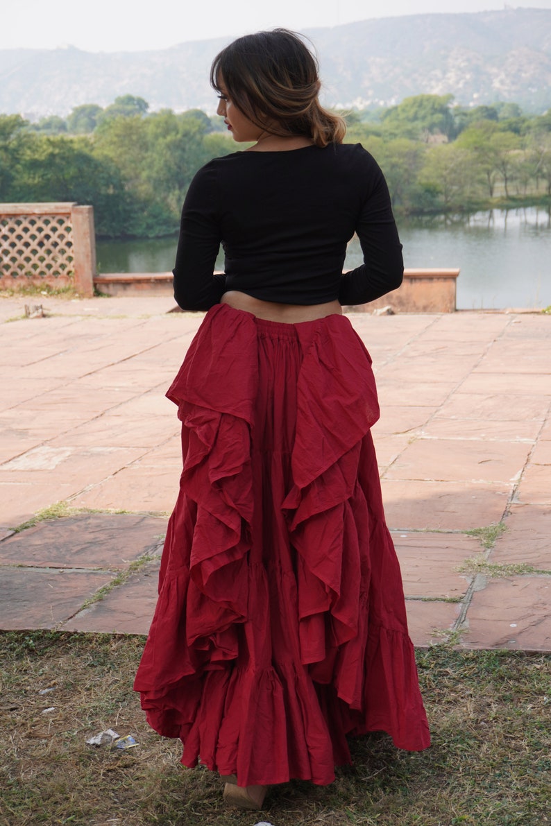 Maroon Cotton 25-yard Belly Dance Skirt“boho Skirt” - Etsy UK
