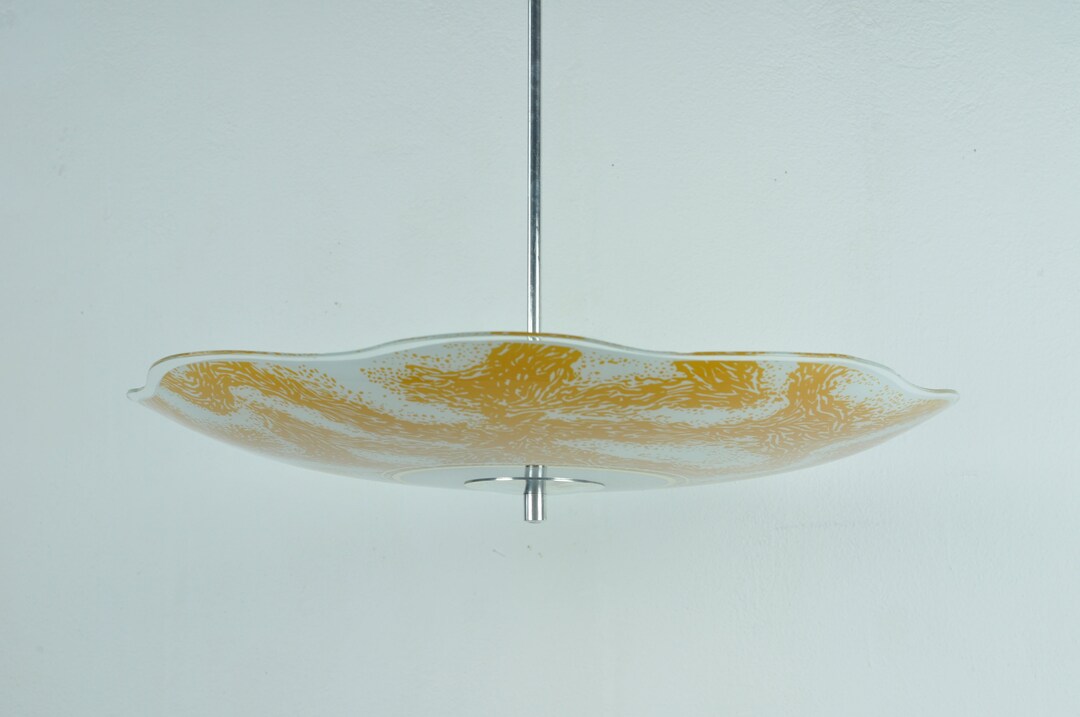 Round Glass Ceiling Light, Atomic Lighting, Ceiling Lamp, Mid Century ...