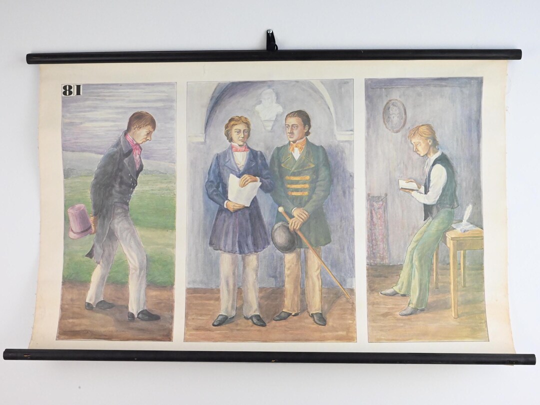 Vintage School Poster, School Chart, Pull Down Chart, Scenes for ...