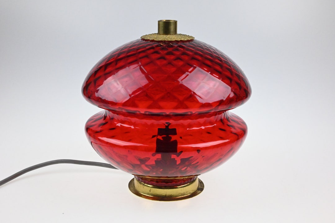 Vintage Mood Lamp, Mid Century Lamp, Bedside Lamp, Mid Century Glass ...