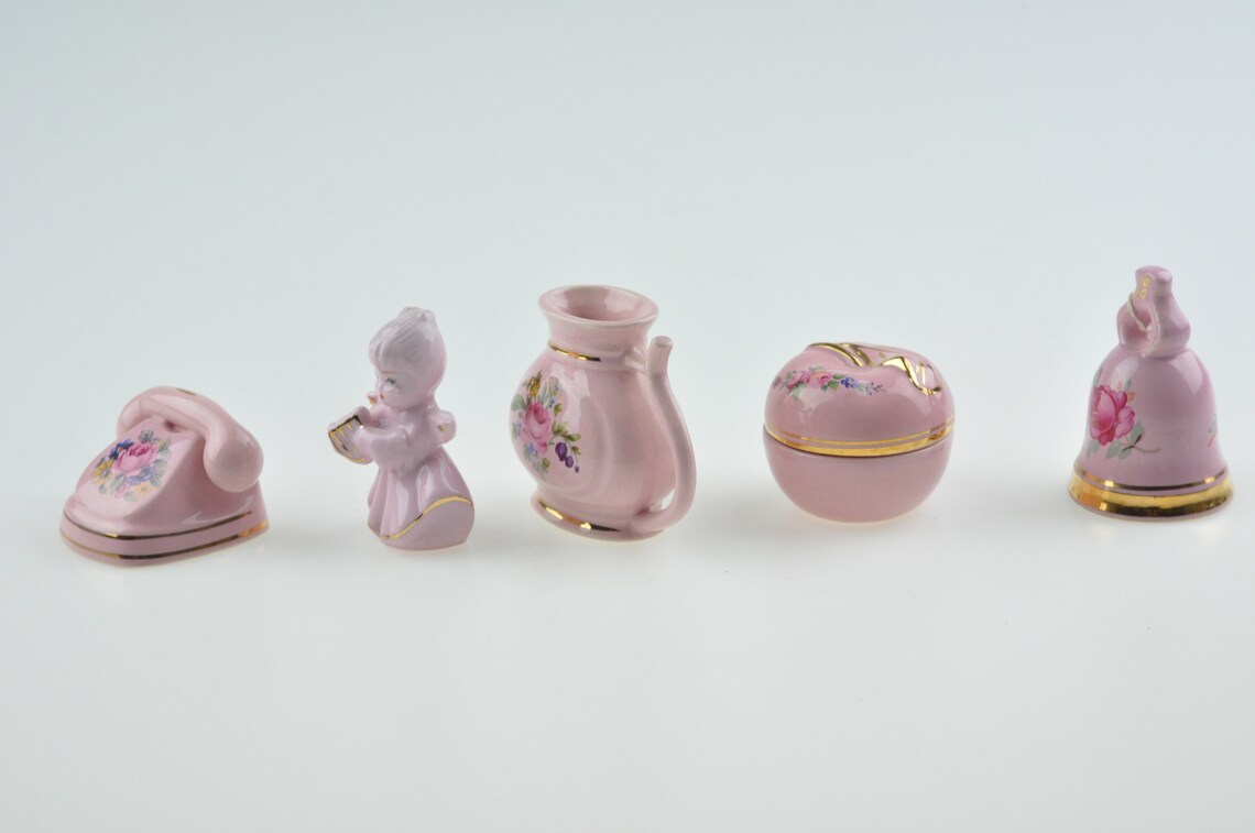 Collection of Pink Porcelain Miniatures Pink Porcelain Set - Etsy