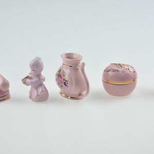Collection of Pink Porcelain Miniatures, Pink Porcelain Set, Pink ...