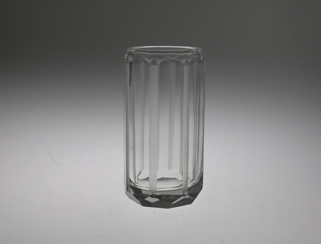 Ribbed Glass Vase With Frosted Stripes, Old Glass Vase, Glass Vase, Art ...