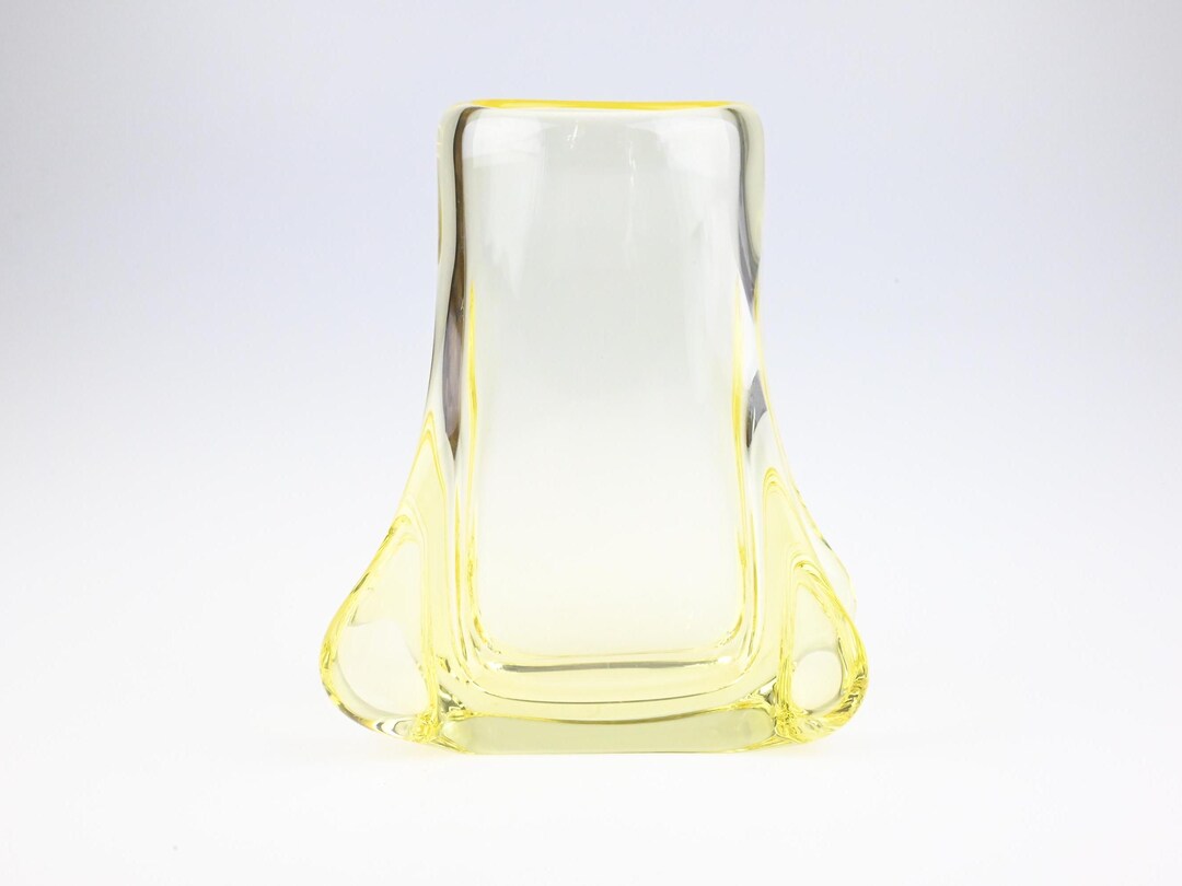 Vintage Yellow ZBS Glass Vase, Yellow Glass, Czech Glass, Bohemian ...