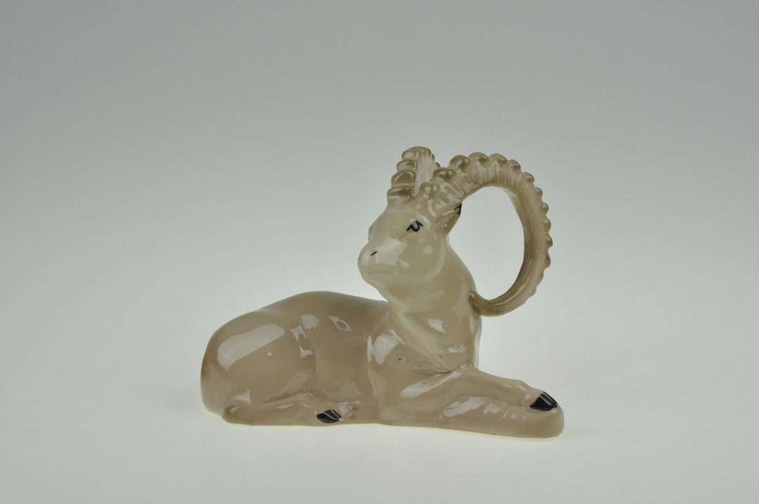 Vintage Ceramic Sculpture, Ibex Figurine, Ibex Sculpture, Ceramic ...