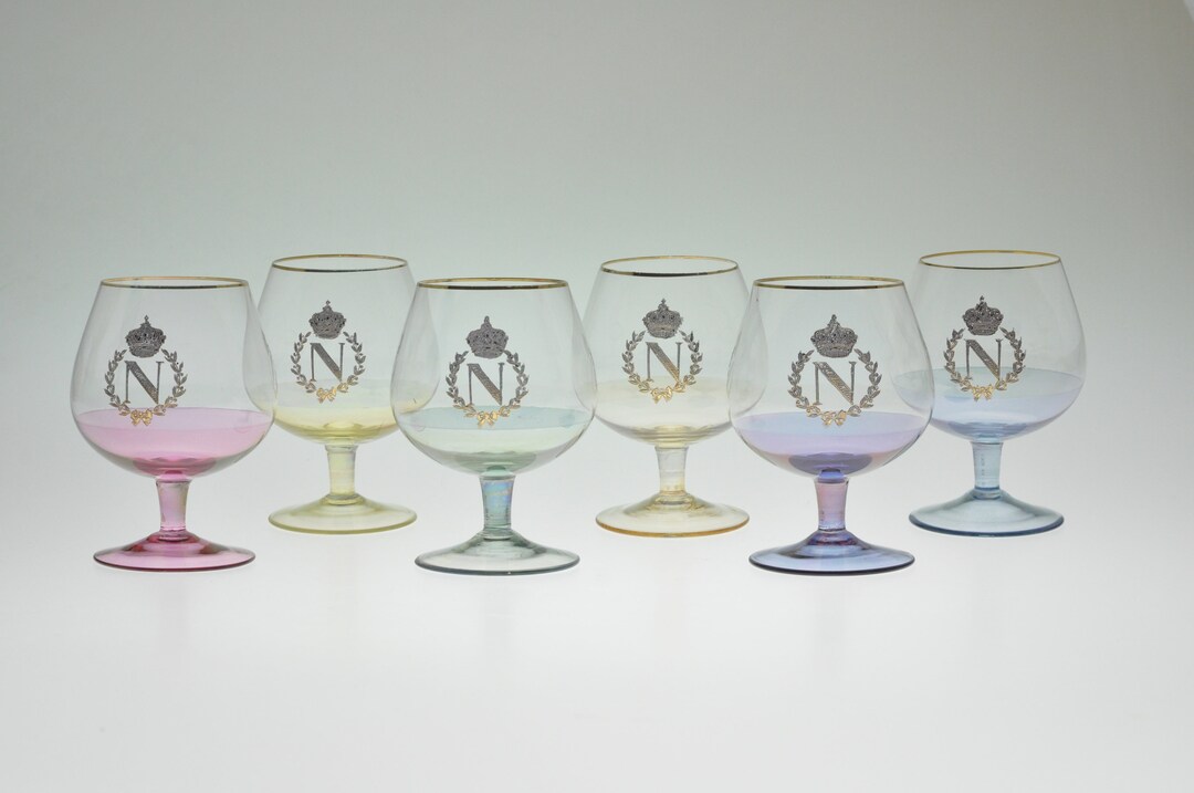 Set of 6 Iridescent Glasses, Vintage Glasses, Iridescent Glasses ...