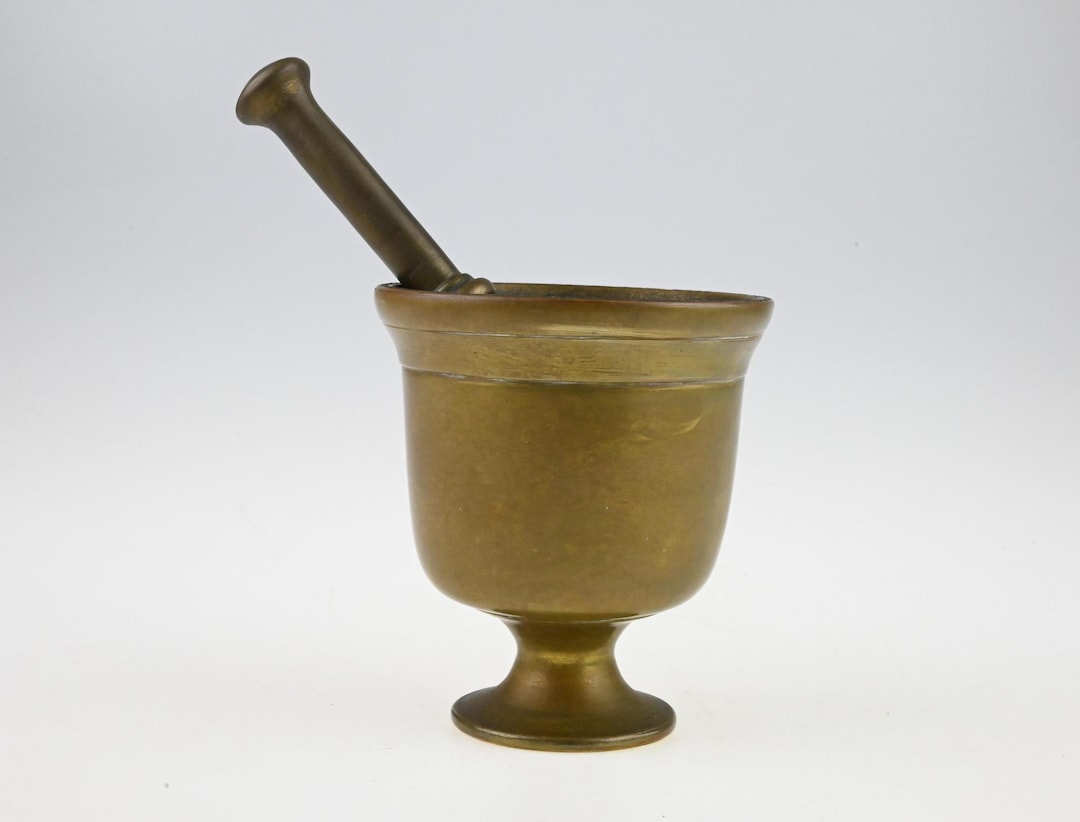 Antique Brass Mortar, Antique Mortar and Pestle, Heavy Brass Mortar ...