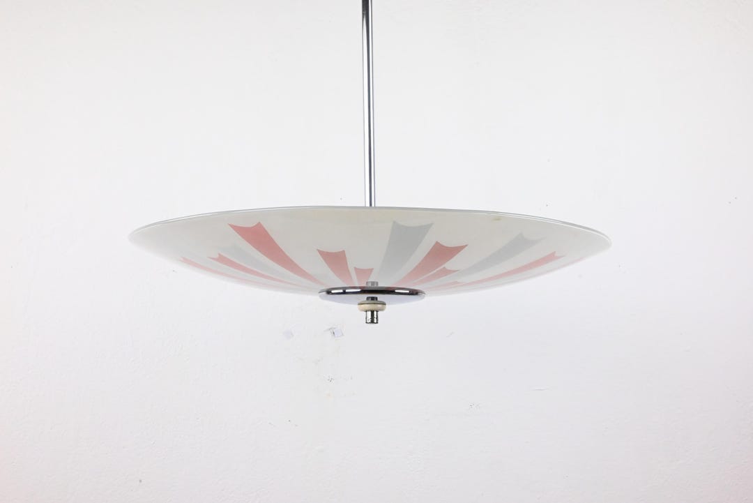 Round Glass Ceiling Light, Ceiling Lamp, Atomic Lighting, Mid Century ...