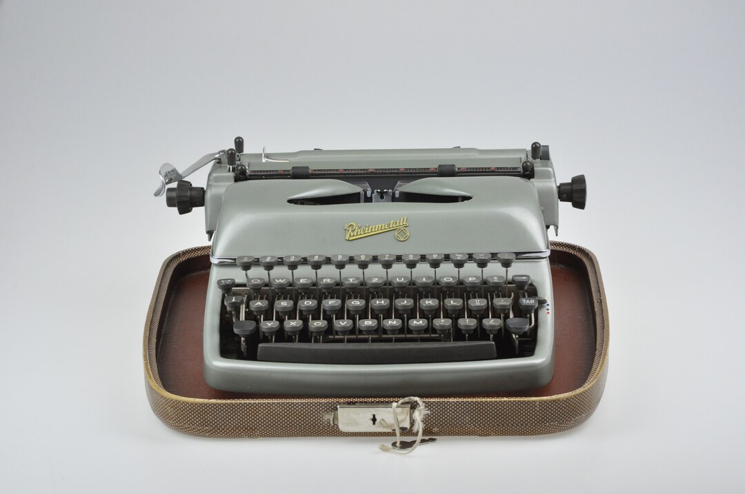 German Rheinmetall Vintage Working Typewriter, Typewriter With Case ...