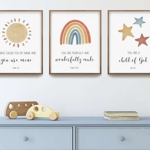 Kids Bible Verse Wall Art Scripture Prints Christian Gift - Etsy