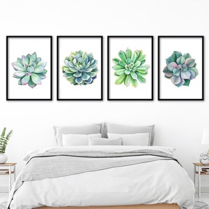 Watercolor Cactus Prints Set of 4 Succulent Wall Art Plant - Etsy