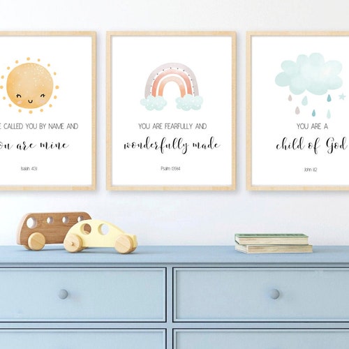 Kids Bible Verse Wall Art Scripture Posters Church Sunday - Etsy