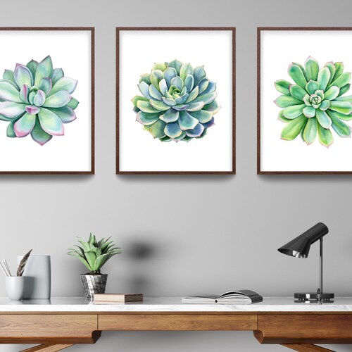 Watercolor Cactus Prints Succulent Wall Art Plant Poster - Etsy