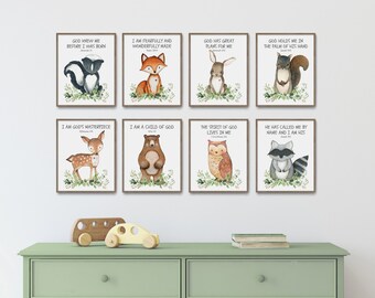Woodland Animal Christian Nursery Decor, Baby Bible Verse Wall Art ...