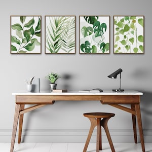 Botanical Printable Set, Foliage Greenery, Plant Posters, Set of 4 Leaf ...