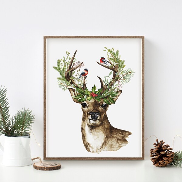 Christmas Deer Painting - Etsy