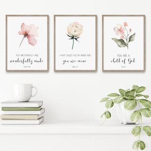 Bible Verse Wall Art, Watercolor Flowers, Scripture Print, Wildflower ...