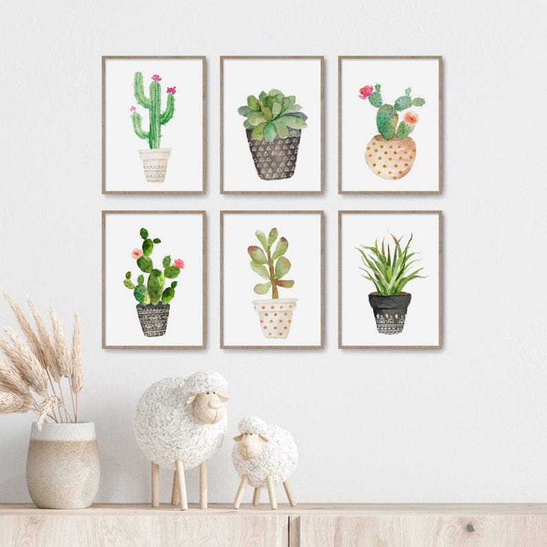 Watercolor Cactus Prints Succulent Wall Art Plant Poster - Etsy
