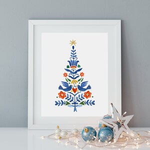 Scandinavian Christmas Print, Watercolor Christmas Tree, Christmas ...