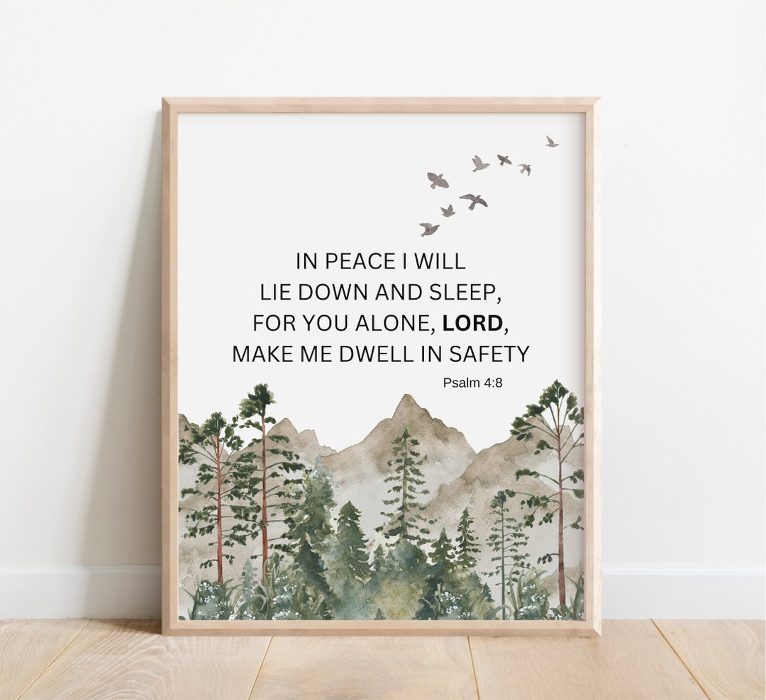 Psalm 4:8, in Peace I Will Lie Down and Sleep, Bible Verse Wall Art ...