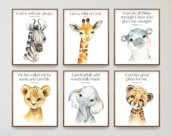 Christian Nursery Decor Kids Bible Verse Wall Art Watercolor | Etsy