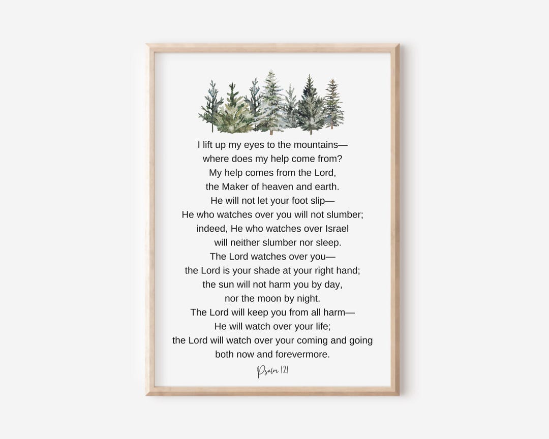 Psalm 121:1, Bible Verse Wall Art, Christian Gift for Men, Scripture ...