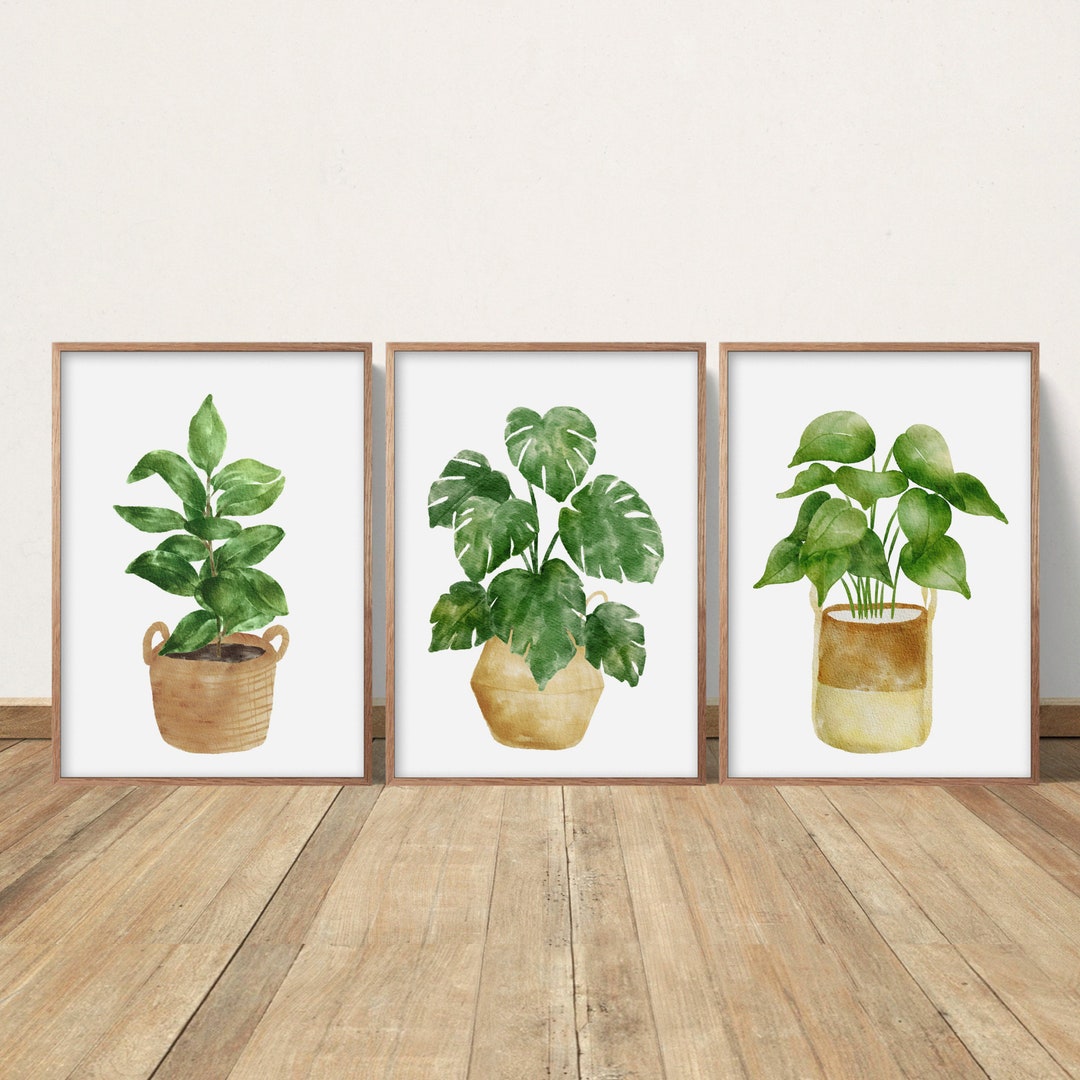 Botanical Print Set, Living Room Wall Art, Home Decor Gift, Houseplant ...