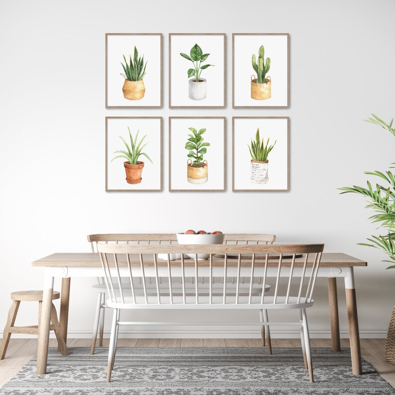 Houseplant Art Botanical Print Set Plant Posters Set of 6 - Etsy