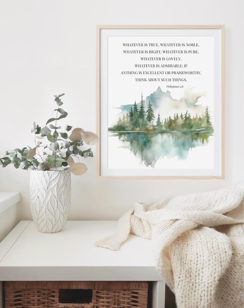 Philippians 4:8; Whatever is True, Bible Verse Wall Art, Christian Gift ...