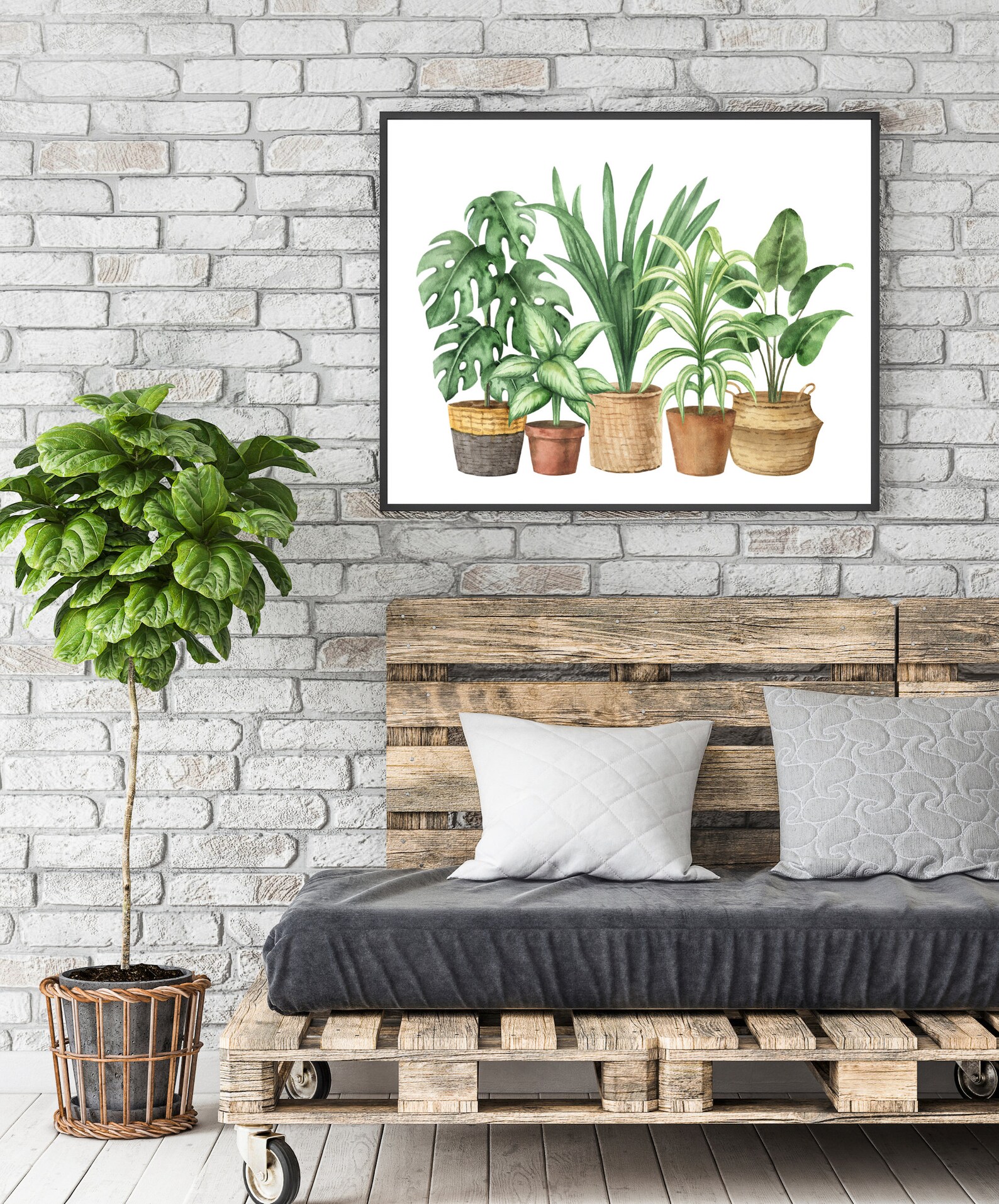 Botanical Print Houseplant Painting Plant Poster Potted | Etsy