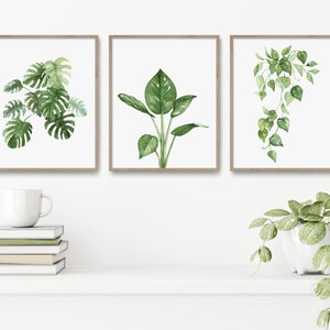 Botanical Print Set, Living Room Wall Art, Plant Posters, Leaf Prints ...
