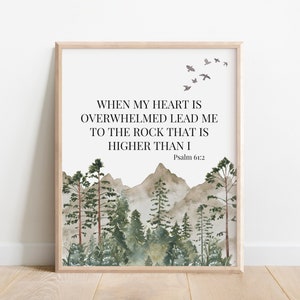 Psalm 61:2, Lead Me to the Rock, Bible Verse Wall Art, Christian Gift ...