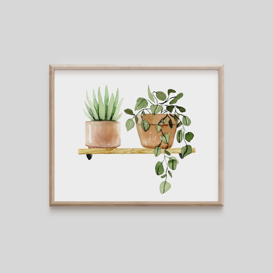 Botanical Printable, Houseplant Painting, Plant Poster, Potted House ...