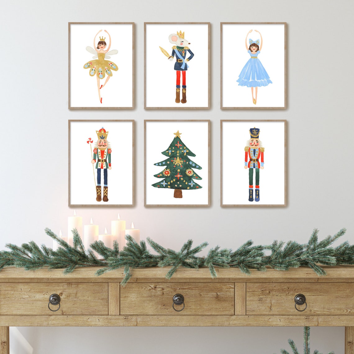 Set of 6 Nutcracker Ballet Prints Watercolor Christmas Home - Etsy