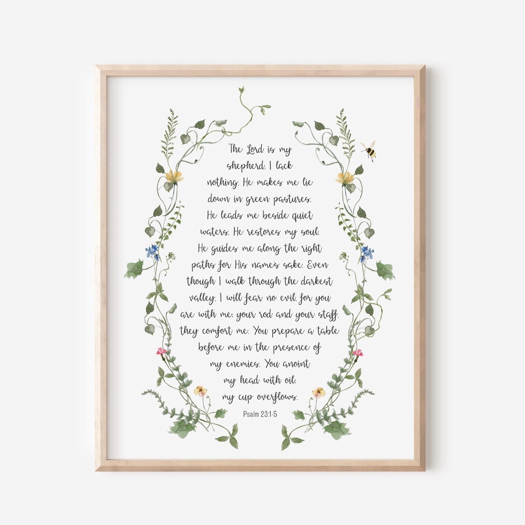 Psalm 23, the Lord is My Shepherd I Shall Not Want, Bible Verse Wall ...