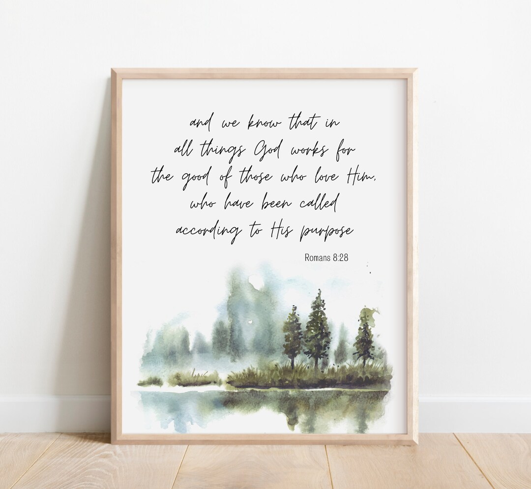 Romans 8:28, God Works for the Good, Bible Verse Wall Art, Christian ...